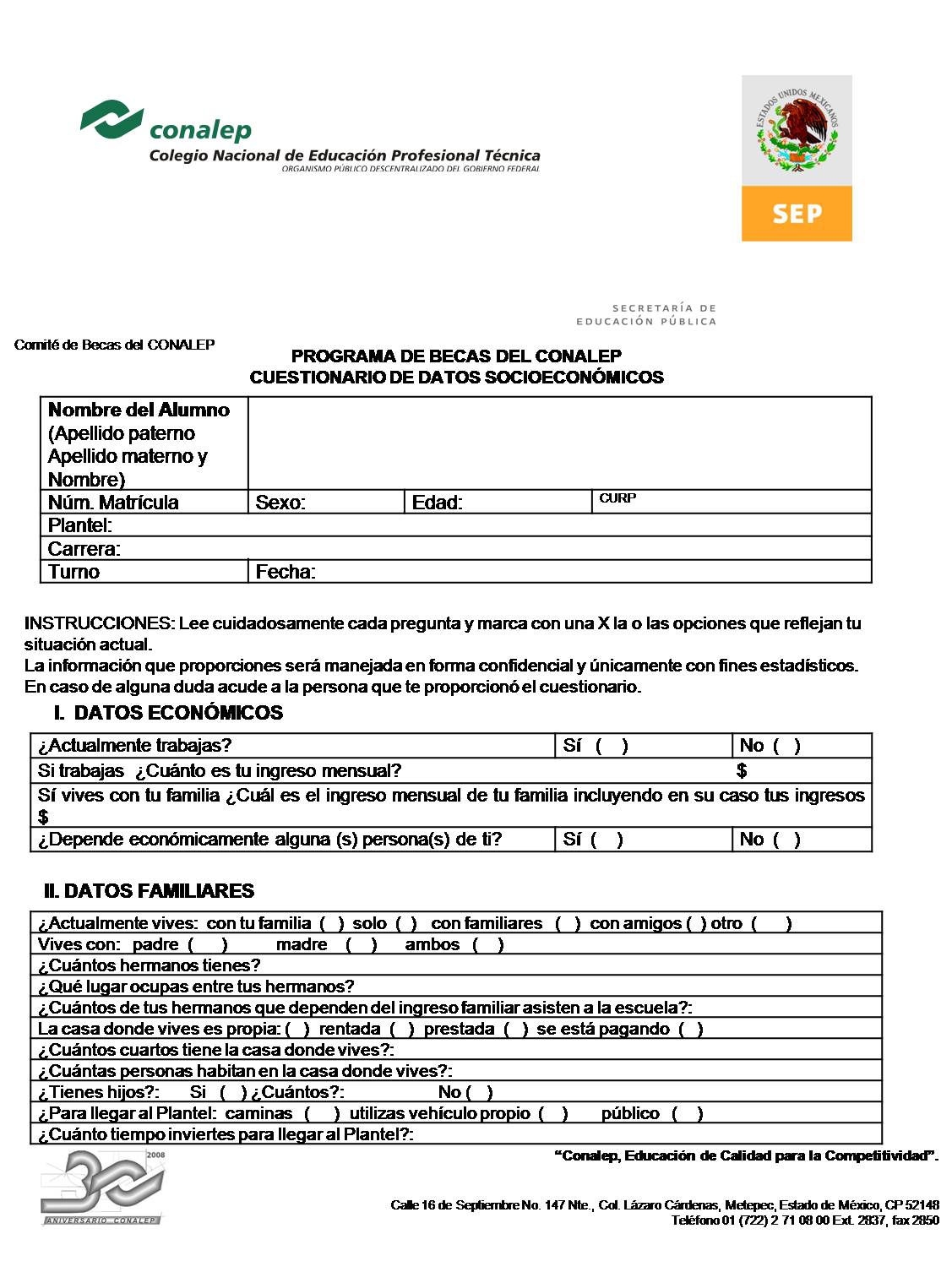 Conalep Plantel Chetumal: IMPRIME, LLENA y ELIGE TU BECA