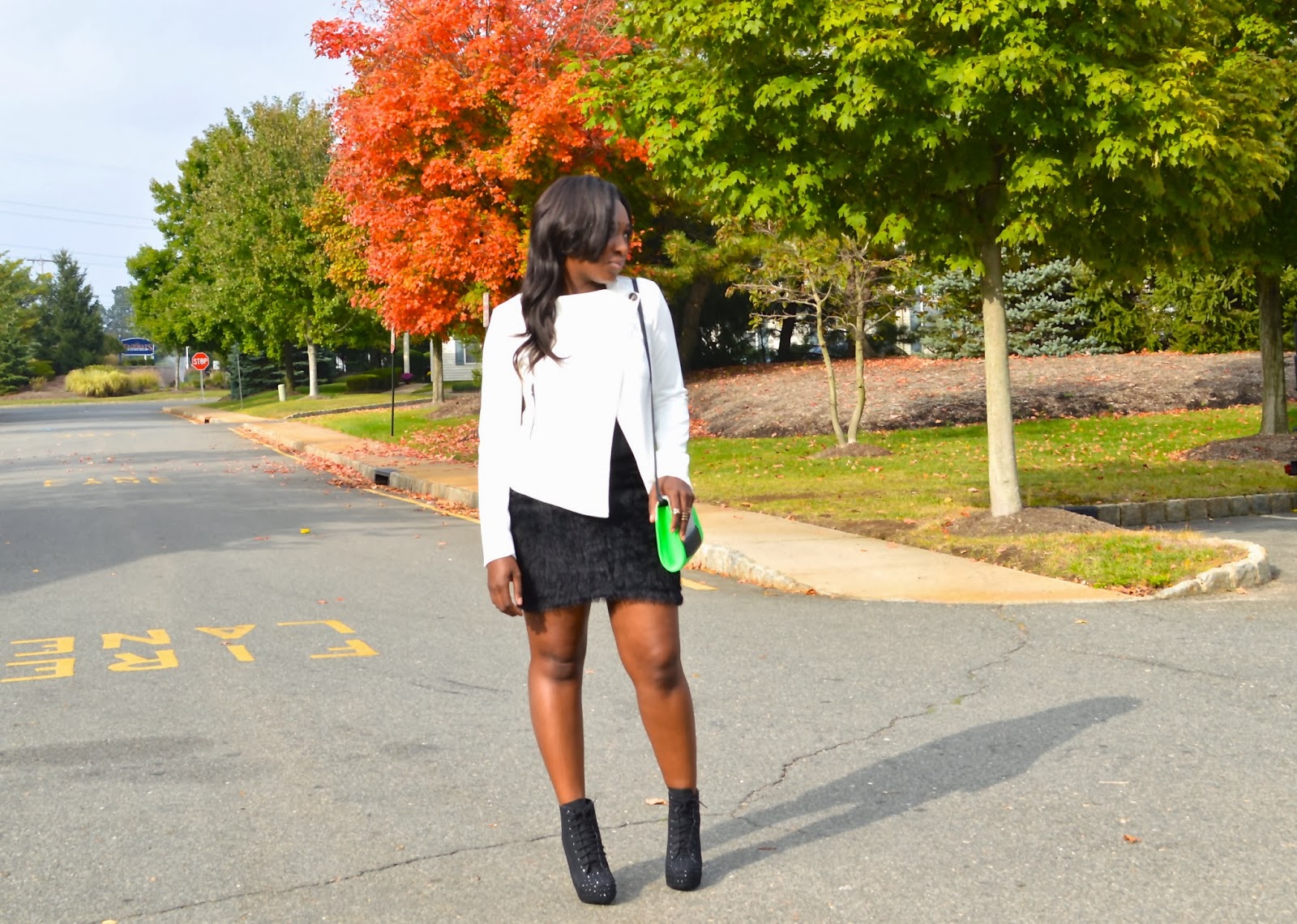 White Crossover Jacket + Booties + Black & White + Electric Green ...