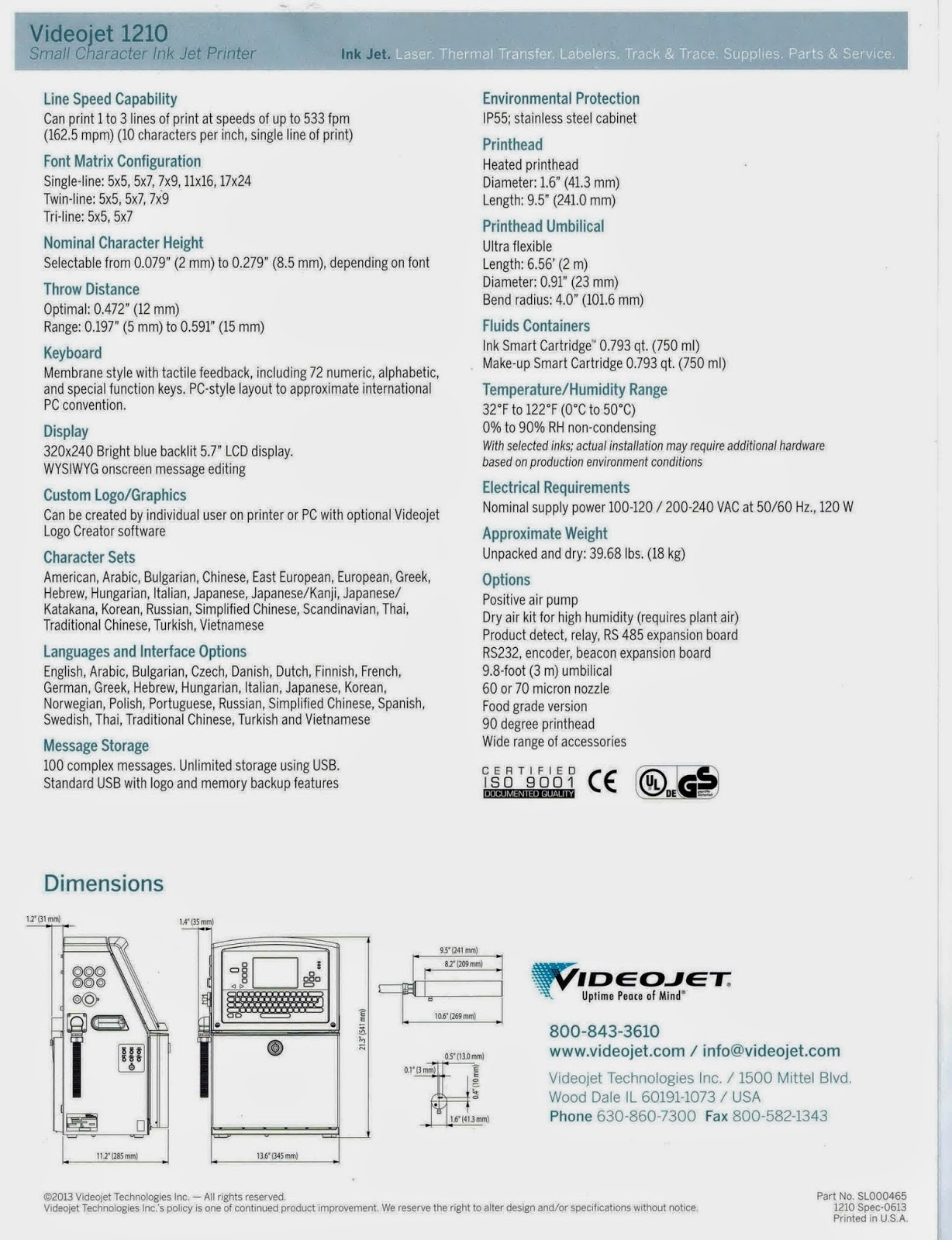 World Travel: เครื่องพิมพ์ถุง กระป๋อง บรรจุภัณฑ์ Ink Jet Videojet 1210 ...