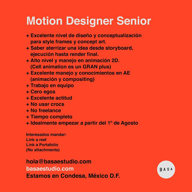 #EMPLEO - BASA busca Motion Designer Junior #CDMX - Dessignare Media ...