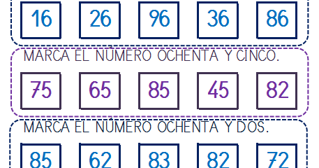 Marca el número indicado ficha 1 (mayúsculas)