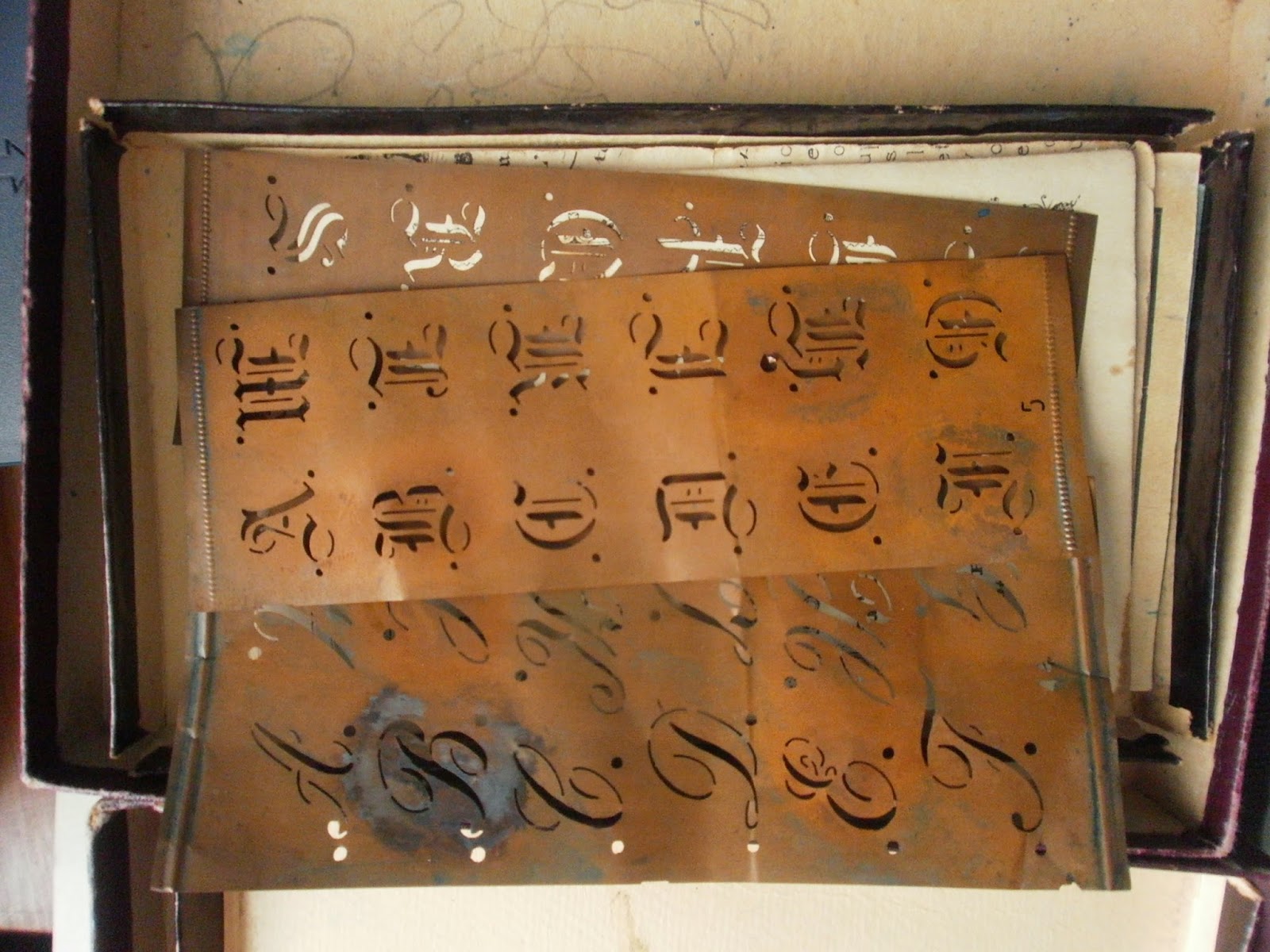 Antique Images of Amana Colonies: Copper Monogram Stencils