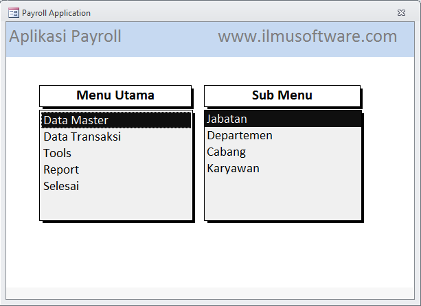 InfoCom: Rancangan Menu Pilihan Aplikasi Payroll