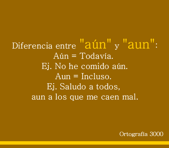 Diferencia entre "aún" y "aun" - Ortografía 3000