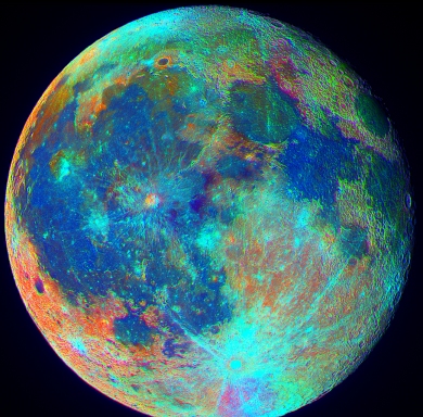 The Moon is normally seen in subtle shades of grey or yellow, but small ...