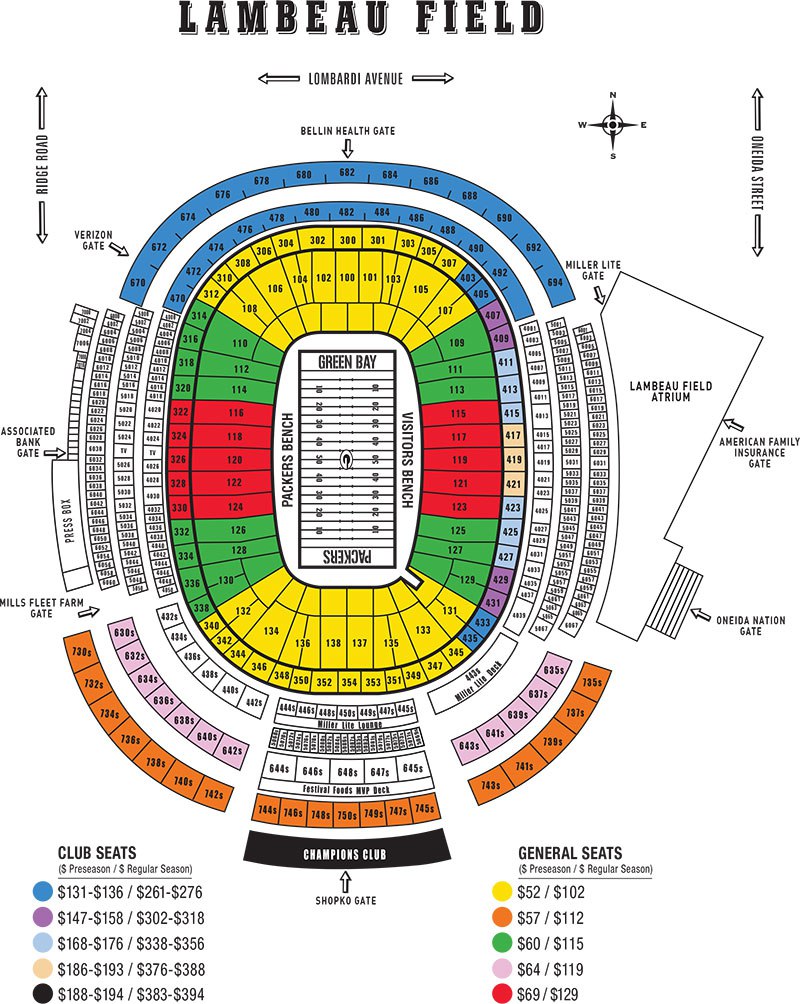 lambeau field seating chart