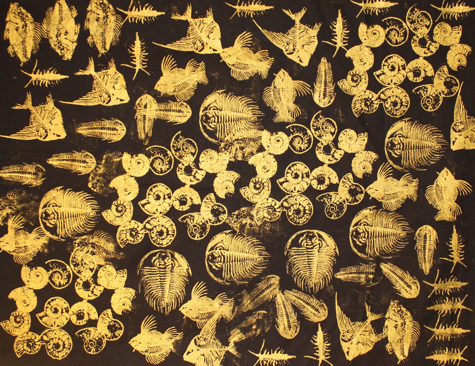 Living and Dyeing Under the Big Sky: Gold Printed fossil fabric