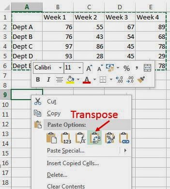Microsoft Office Tips and Tricks by MissusMck: Paste data using the Transpose feature in MS Excel