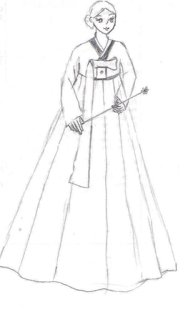 Coretan Tangan Hanbok By Drawing Sketch Coloring Page