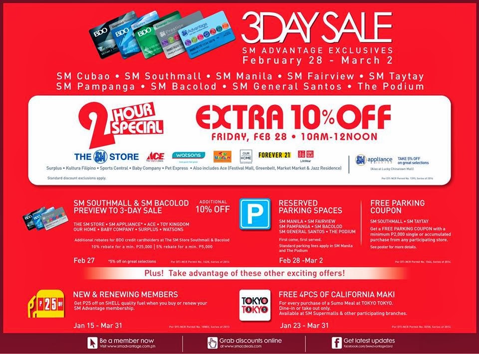 Manila Shopper: SM Malls 3-day SALE: Feb 28-Mar 2 2014