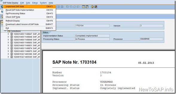 SAP OSS Notes Implementation