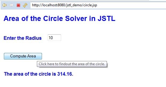 Free Programming Source Codes And Computer Programming Tutorials Area Of The Circle Solver In Jstl