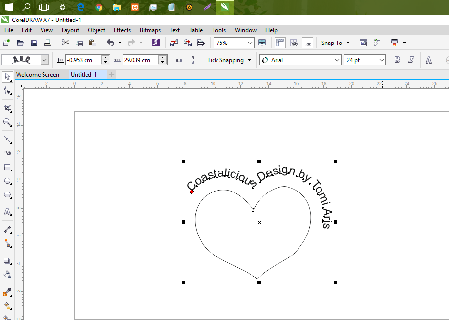 Menggunakan "Fit text to Path" pada CorelDRAW X7 ~ Coastalicious