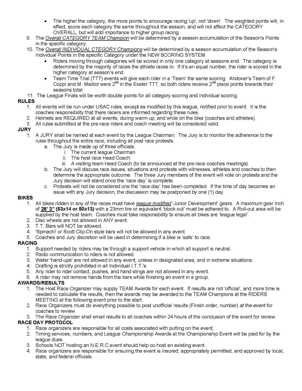 NEW ENGLAND ROAD CYCLING LEAGUE: 2011