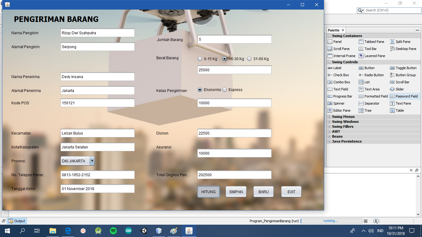 Membuat Transaksi Pengiriman Barang melalui Program Netbeans