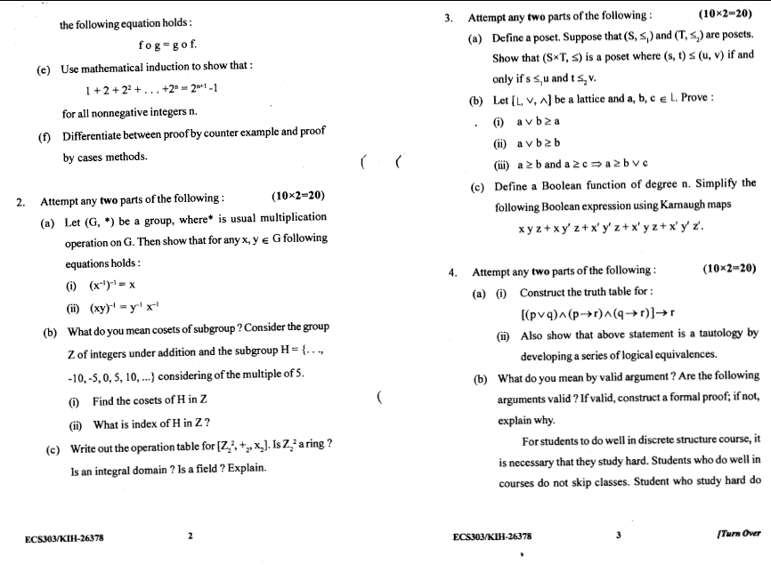 Discrete Mathematical Structures MTU 03rd Sem 2012 Question Paper ...