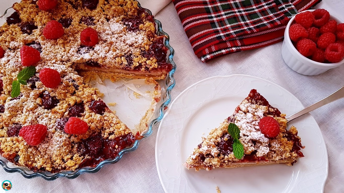 Tarta de frambuesas y streusel - ¡Huele Bien!