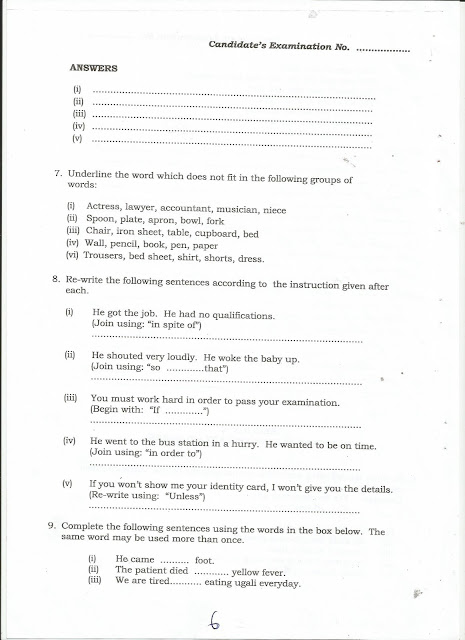 FORM TWO STUDY NOTES & PAST PAPERS BLOG: ENGLISH LANGUAGE--FORM TWO ...