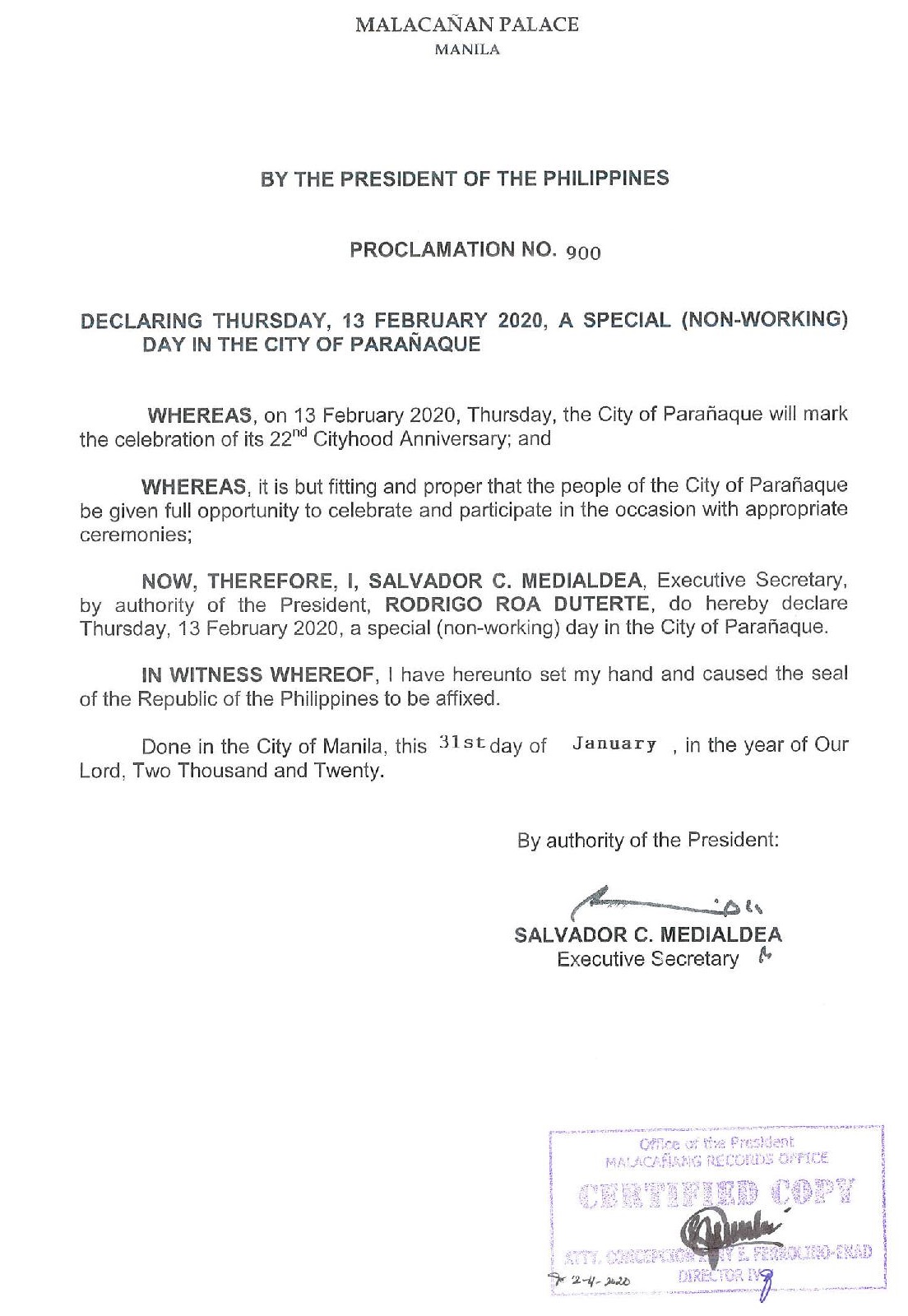 Philippine Holidays: Special (Non-Working) Day in Parañaque City on ...