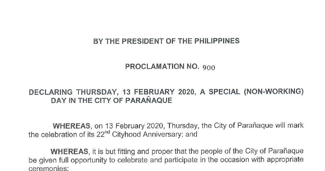 Philippine Holidays: Special (Non-Working) Day in Parañaque City on ...