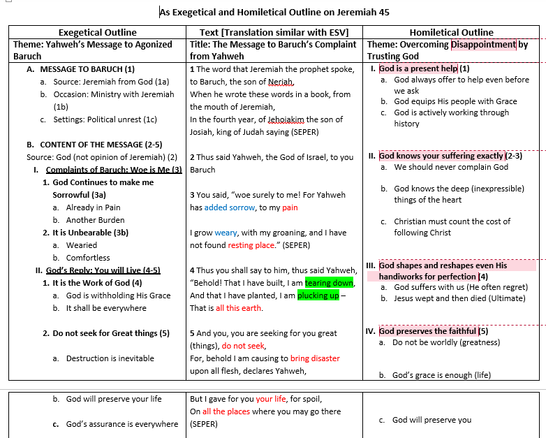 Help Think: How I develop an Expository Sermon from Jeremiah 45