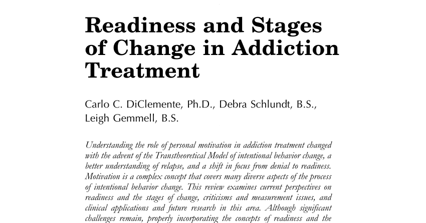 Readiness and Stages of Change in Addiction Treatment