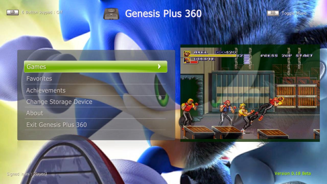 XBOX-RGH-FACIL: Genesis Plus 360 + 1070 Roms