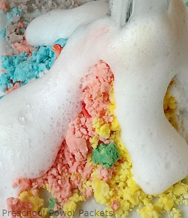 Preschool Science Experiment: Rainbow Volcano | Preschool Powol Packets