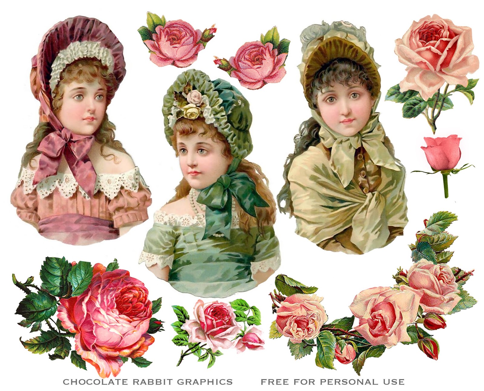 Chocolate Rabbit Graphics: Victorian Scrap - Ladies and Roses