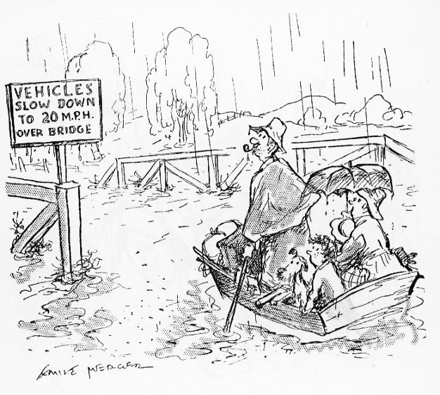 In praise of laughter: Emile mercier cartoon - Flood