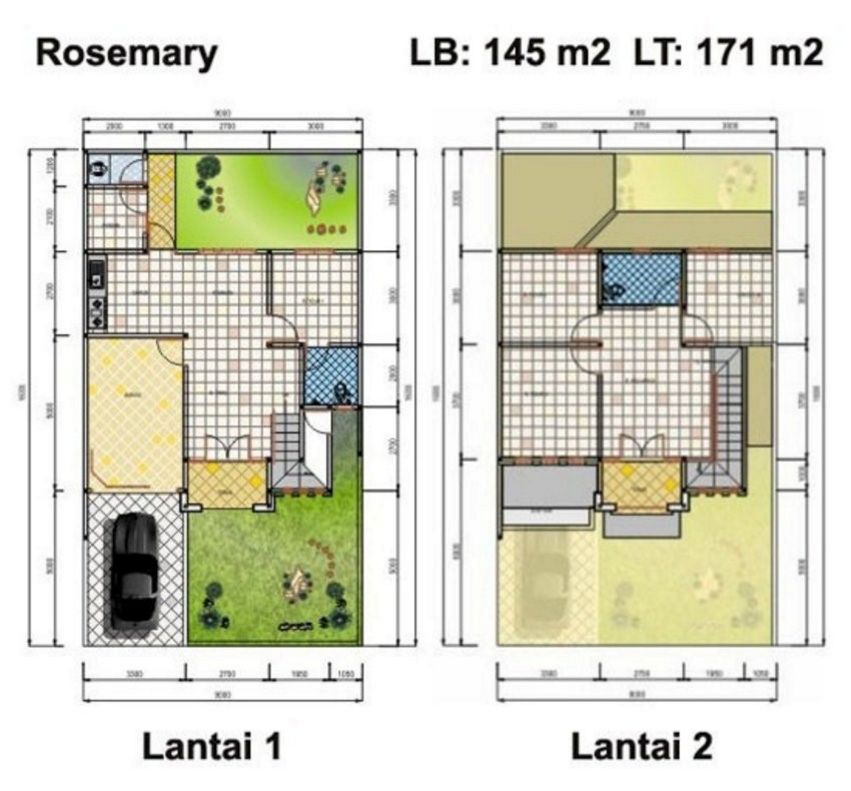 4 Contoh denah rumah sederhana 6x9 2 lantai Minimalis - Model Rumah