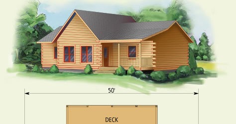 Ranch Style Log Home Floor plan with truss roof system | 1344 sq.ft ...