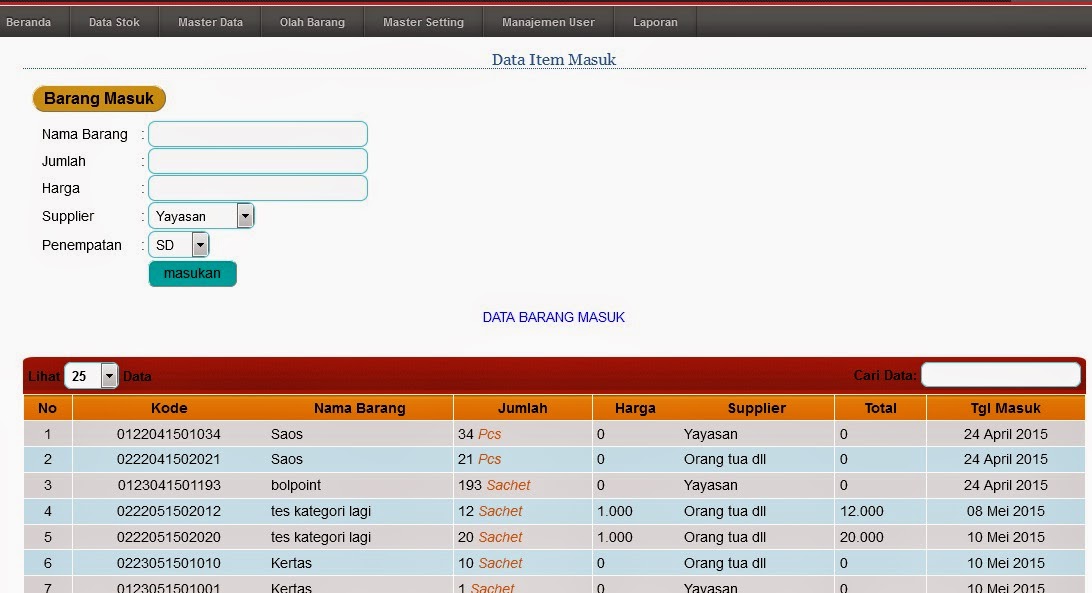 Source code inventaris barang - musicnaa