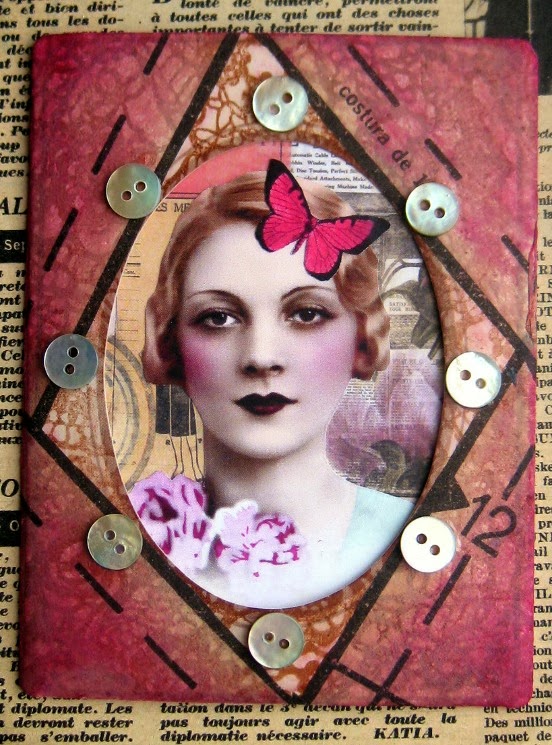 Lisa's Collage Stuff Blog: Altered Mini Cabinet Card Frame