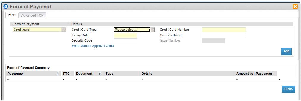 Amadeus Selling Platform Connect: How to add a global form of payment ...