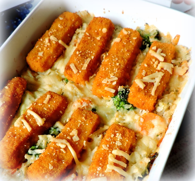 Cheesy Fish Sticks & Rice Supper | The English Kitchen