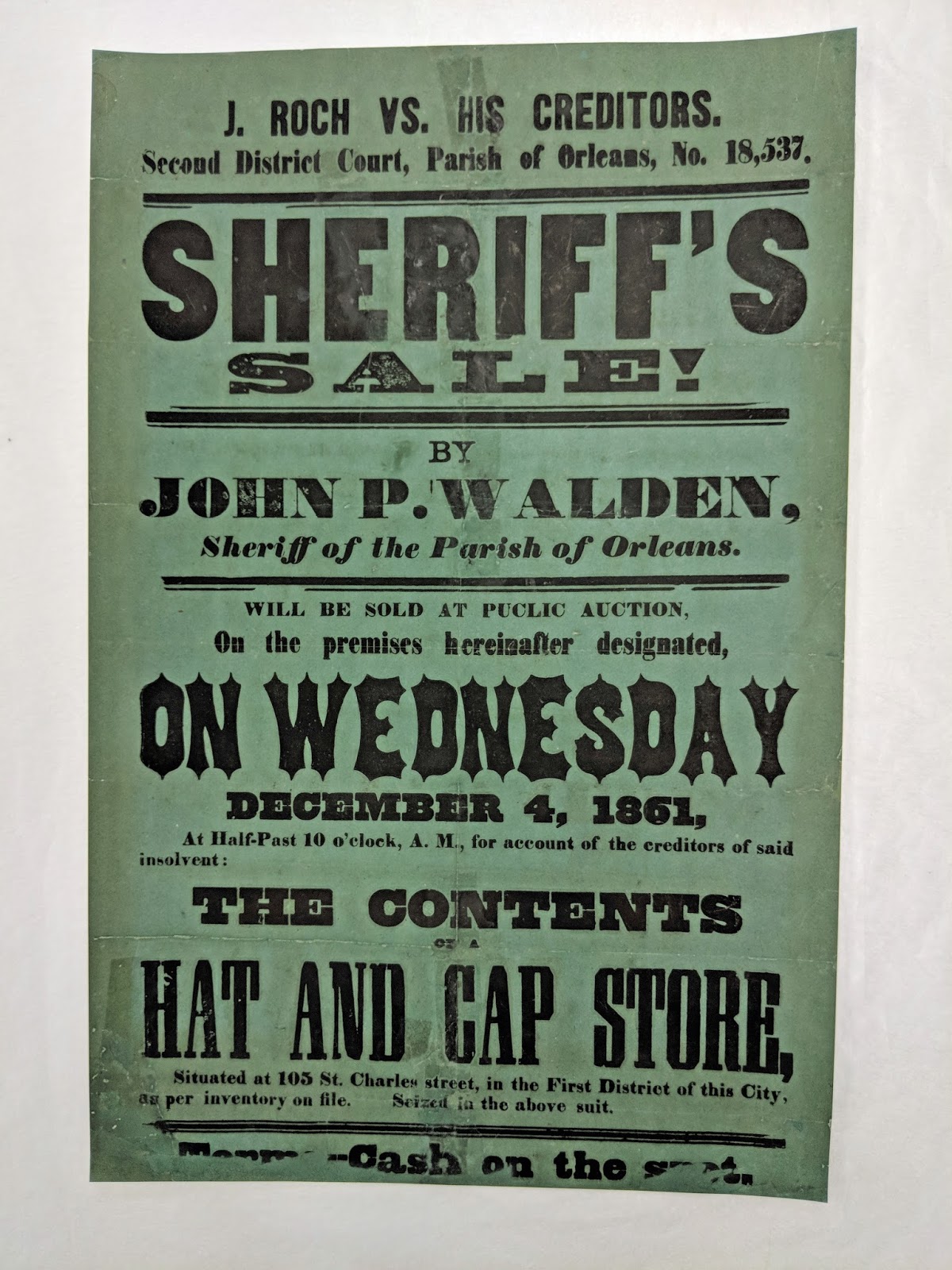 Fresh from the conservator: 1861 sheriff's sale