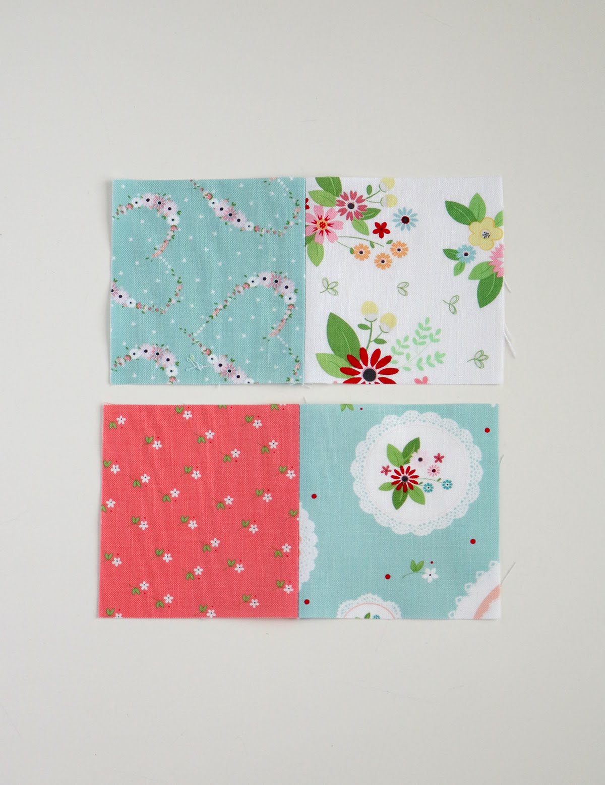 A Bright Corner: Quick Four Patch Tutorial + Vintage Keepsakes Fabric