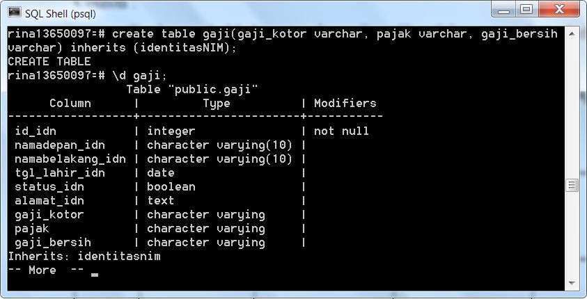 MODUL 2 : PEMBUATAN DAN MANAJEMEN TABEL ~ RINA NIRMALA AMIEN