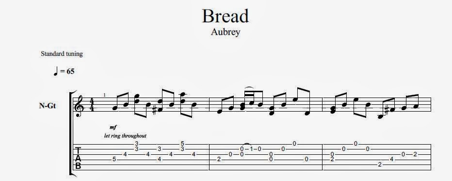 Aubrey - Bread Fingerstyle | Rare Guitar Tabs