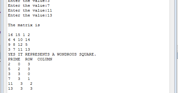 Programming : Wondrous Square..