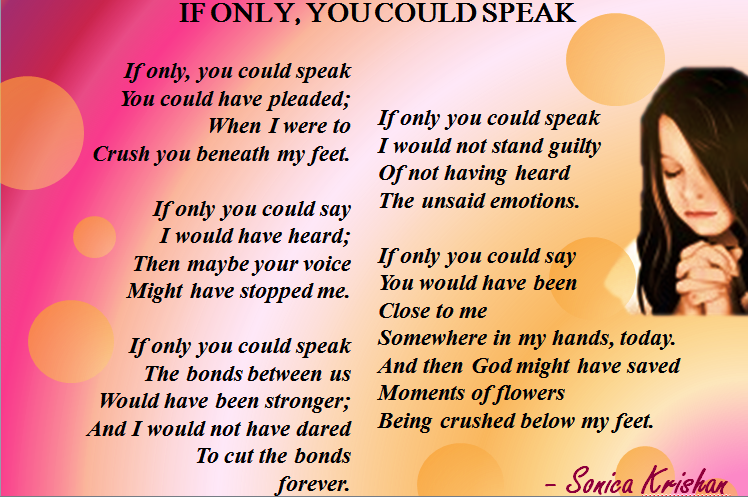If Only You Could Speak - Dr. Sonica Krishan