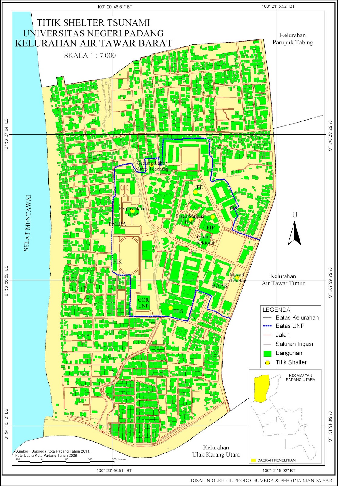 Bo_Ger Gumed: Peta Titik Shelter Tsunami UNP (Universitas Negeri Padang)