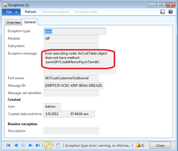 Dynamics solution: Object does not have method error in AIF - Dynamics Ax 2012