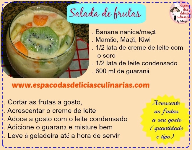 Salada de frutas, receita para imprimir e colecionar - Espaço das ...