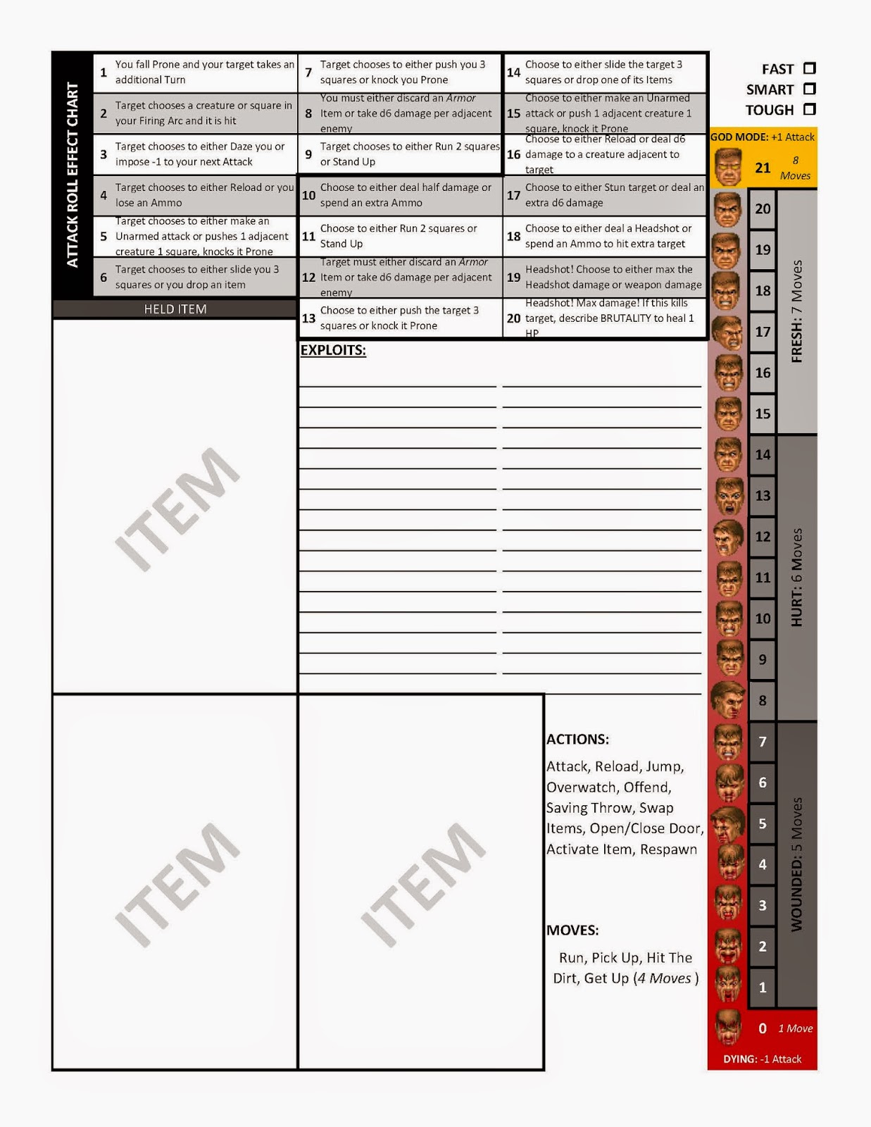 Fourthcore Team Deathmatch: DooM RPG (v0.7) Character Sheet