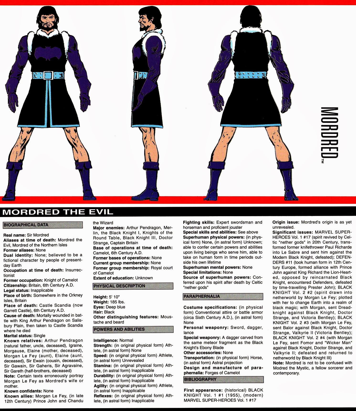 Fichas de Superheroes Marvel y DC: Mordred