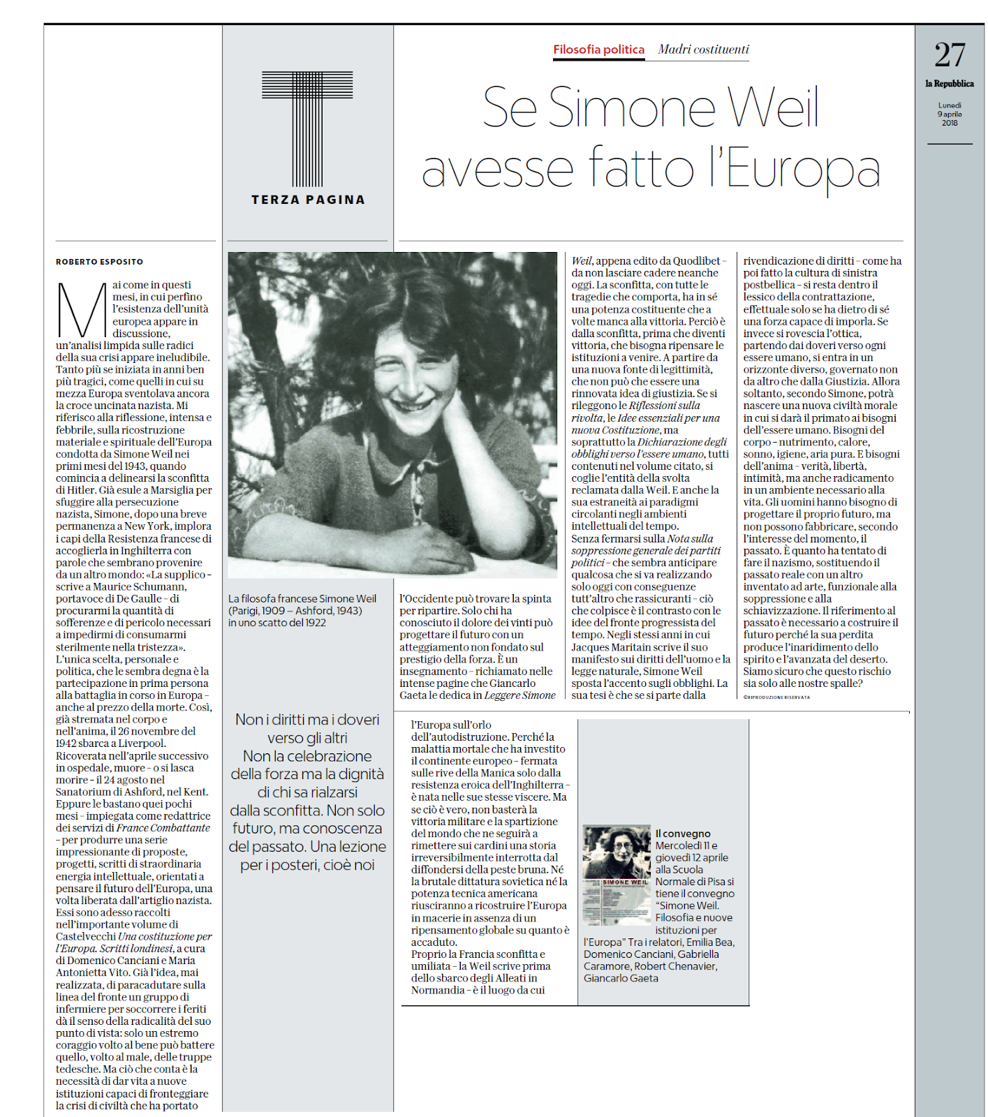 materialismo storico: Simone Weil euromane? Italian Theory