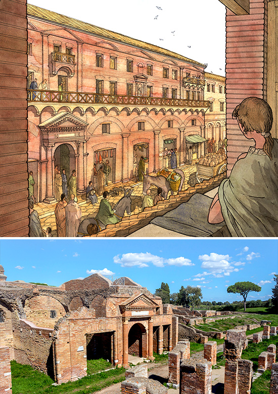 HORREA EPAGATHIANA, IERI ED OGGI - OSTIA