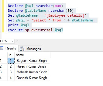 Microsoft Business Intelligence: Quotename function in SQL server